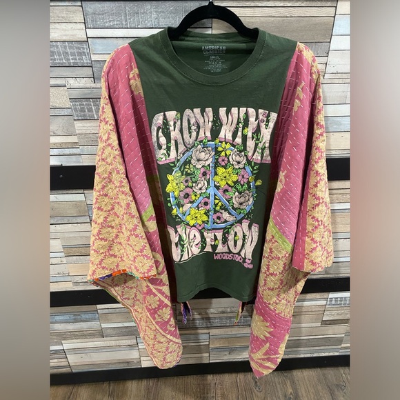 Tops | Ivy Upcycled Boho Woodstockpeace Graphicfull Kantha Sleeves ...